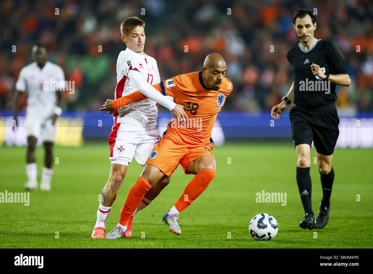 GRONINGEN - (l-r) Jake Azzopardi of Malta, Donyell Malen of the ...