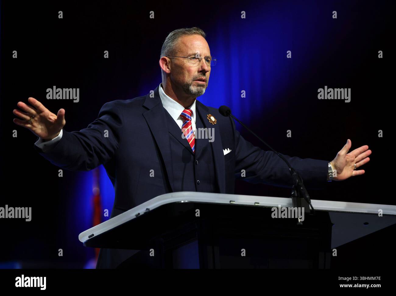 Southern Baptist Convention President Clint Pressley gives the President's Address during the ...