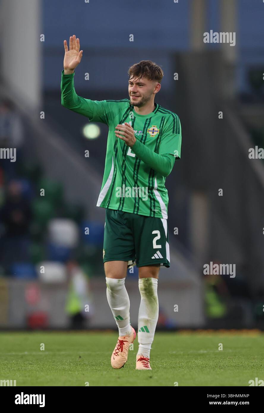 Northern Ireland's Conor Bradley after the final whistle of the ...