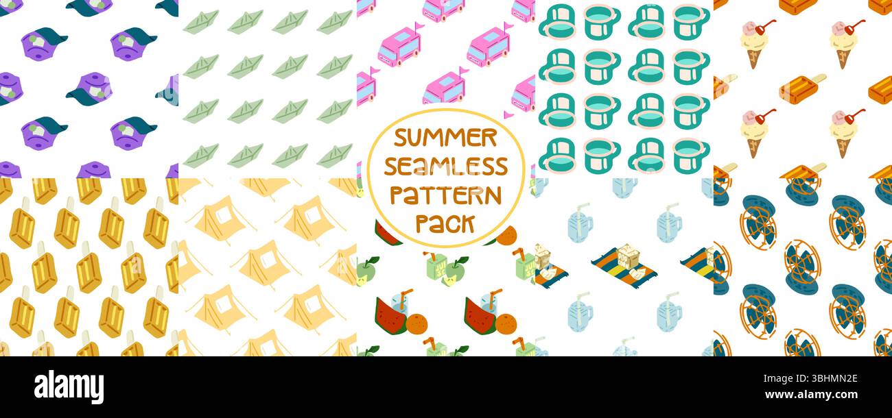 Summer camp seamless pattern Stock Vector Images - Alamy