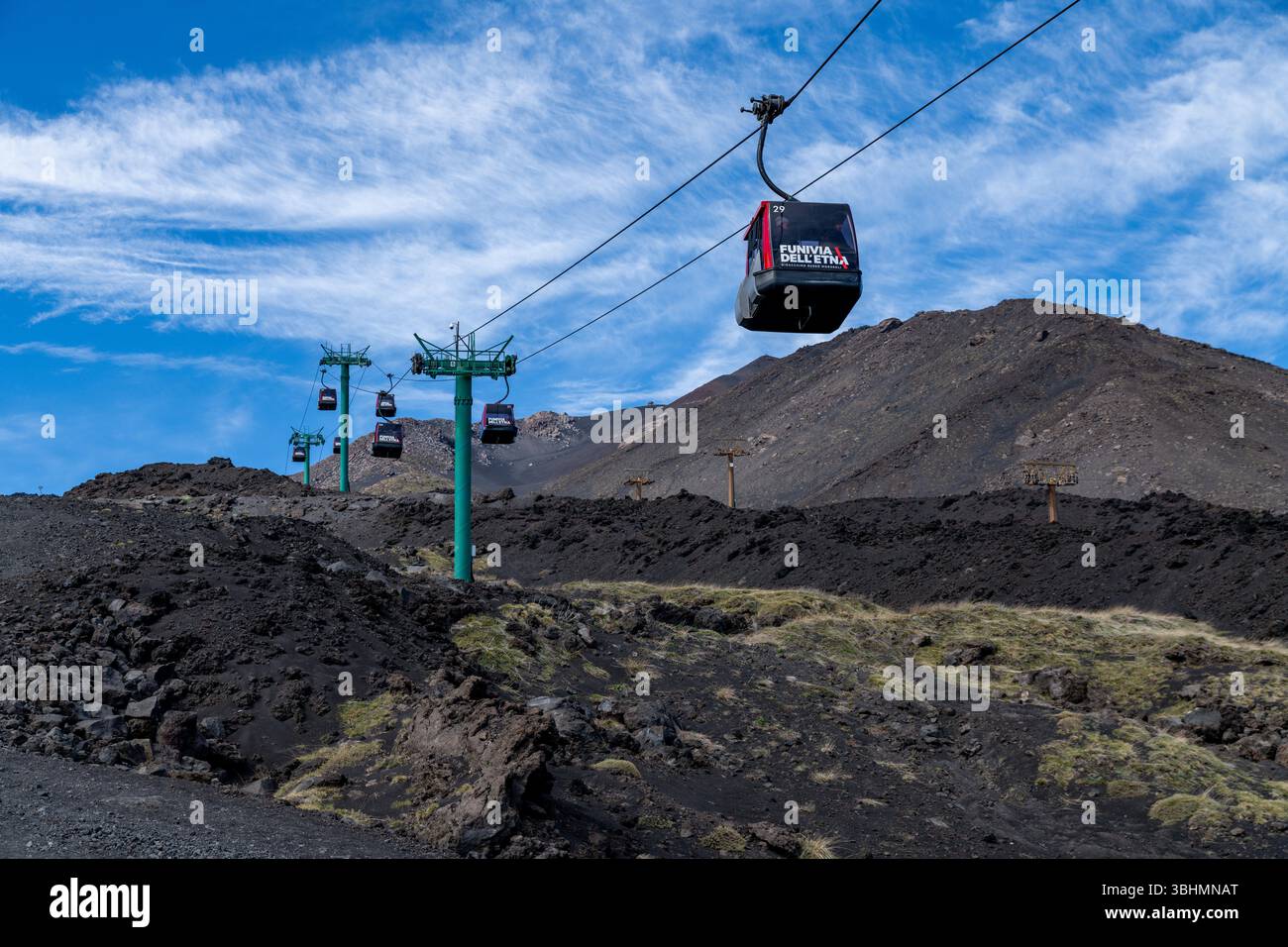 Catania, Sizilien - Italy - 04-22-2025: Cable cars of the Etna cableway ...