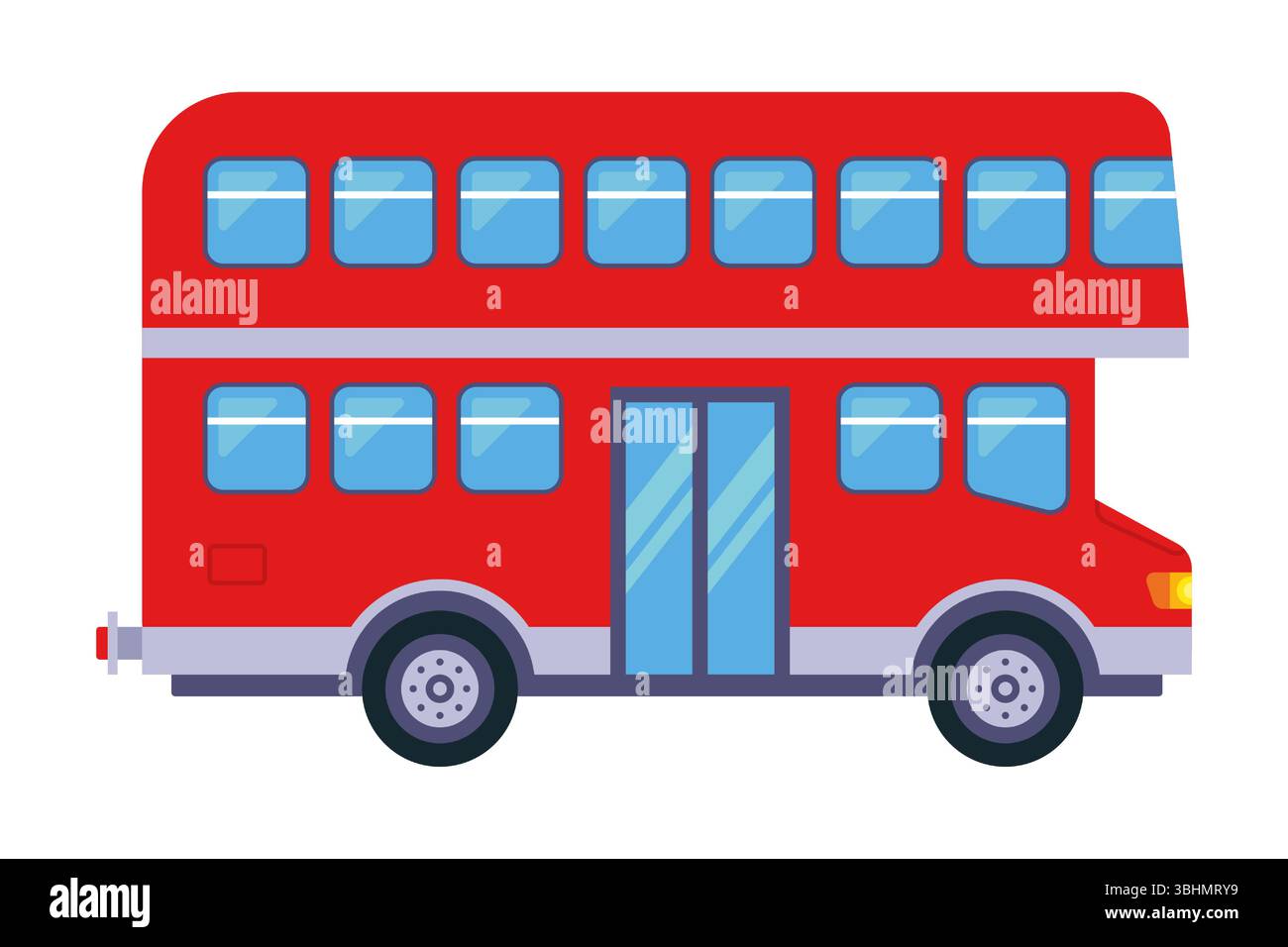 Red double decker english public bus. flat illustration Stock Vector ...