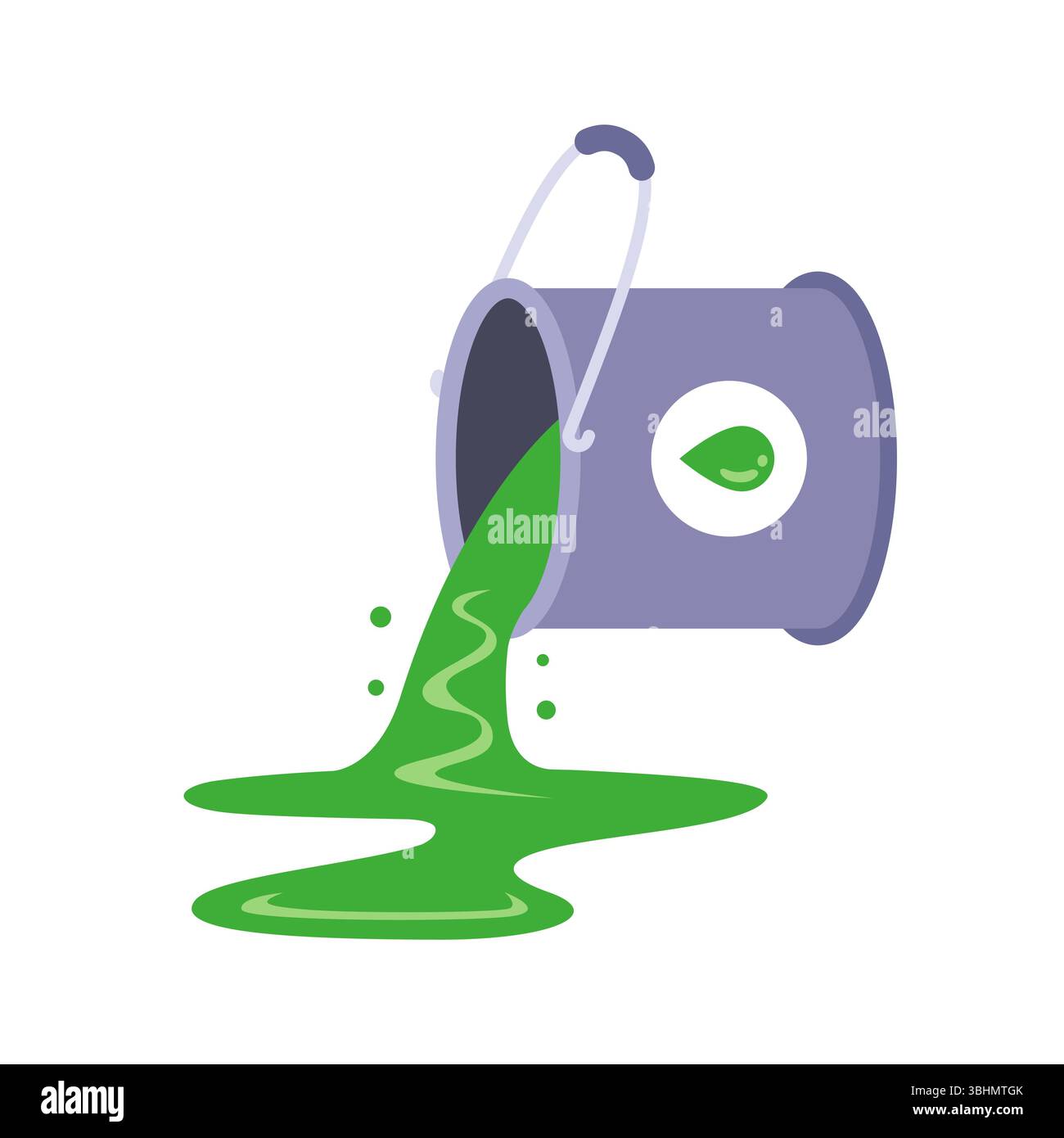 spilling a can of green paint. flat illustration Stock Vector Image ...