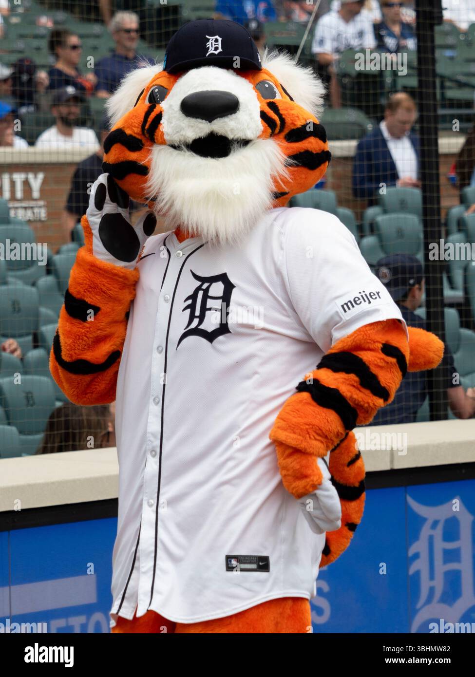 DETROIT, MI - JUNE 08: The Detroit Tigers mascot Paws strikes a pose ...