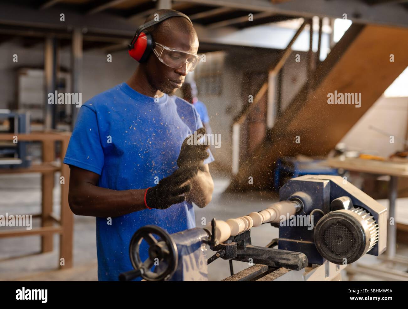 African american man operating lathe hi-res stock photography and ...