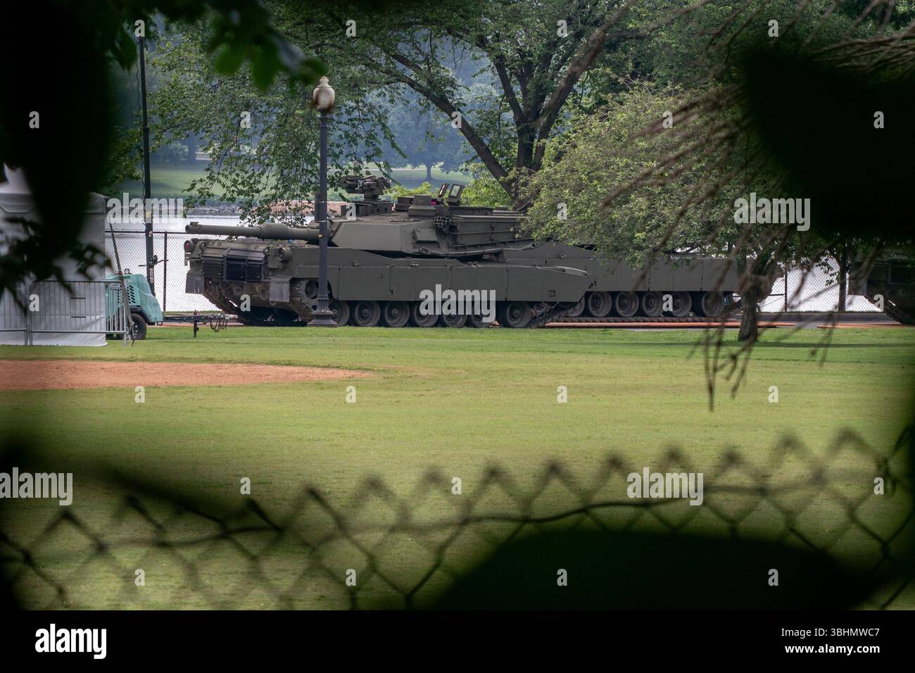 Washington, United States. 10th June, 2025. M1 Abrams tanks are staged ...
