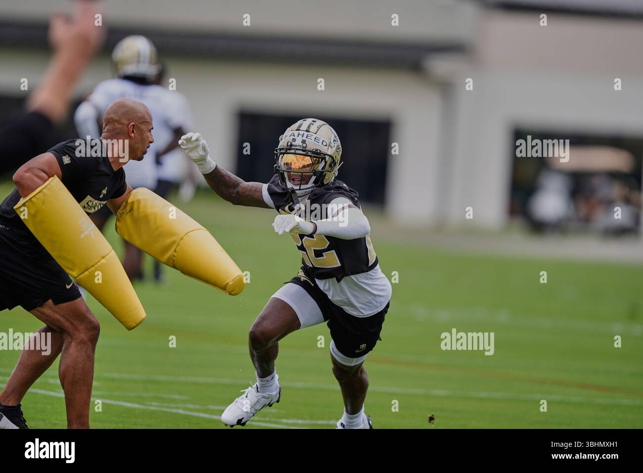New Orleans Saints wide receiver Rashid Shaheed (22) goes through drills during practice at NFL ...