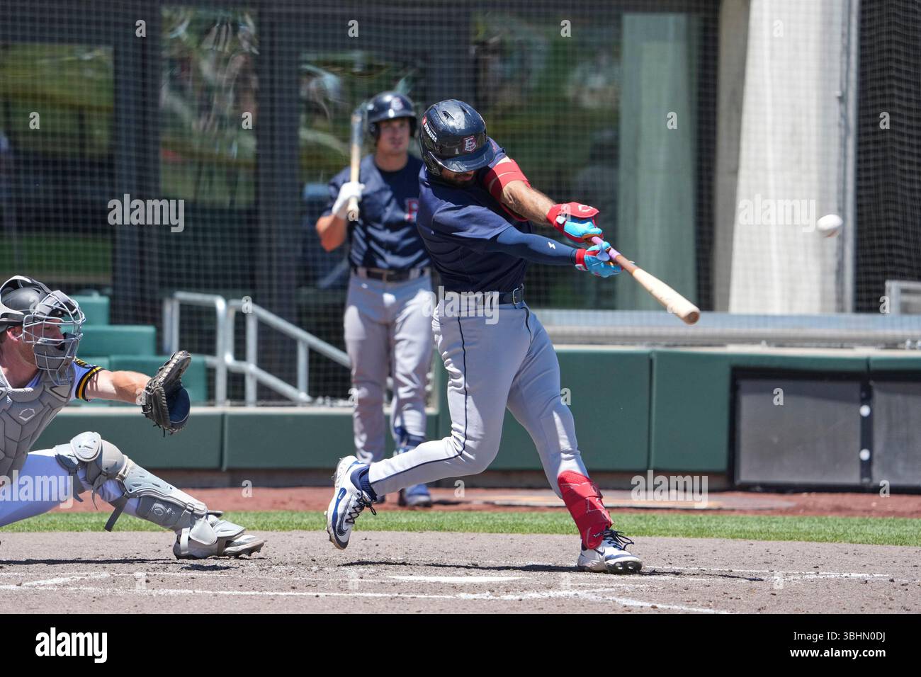 June 9 2025: Round Rock third baseman Alex Del Goti (15) gets a hit ...