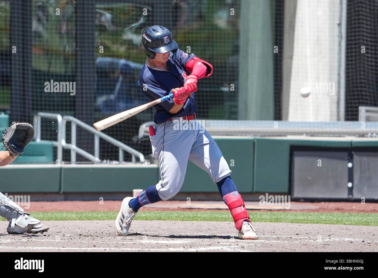 June 9 2025: Round Rock shortstop Michael Helman (13) gets a hit during ...