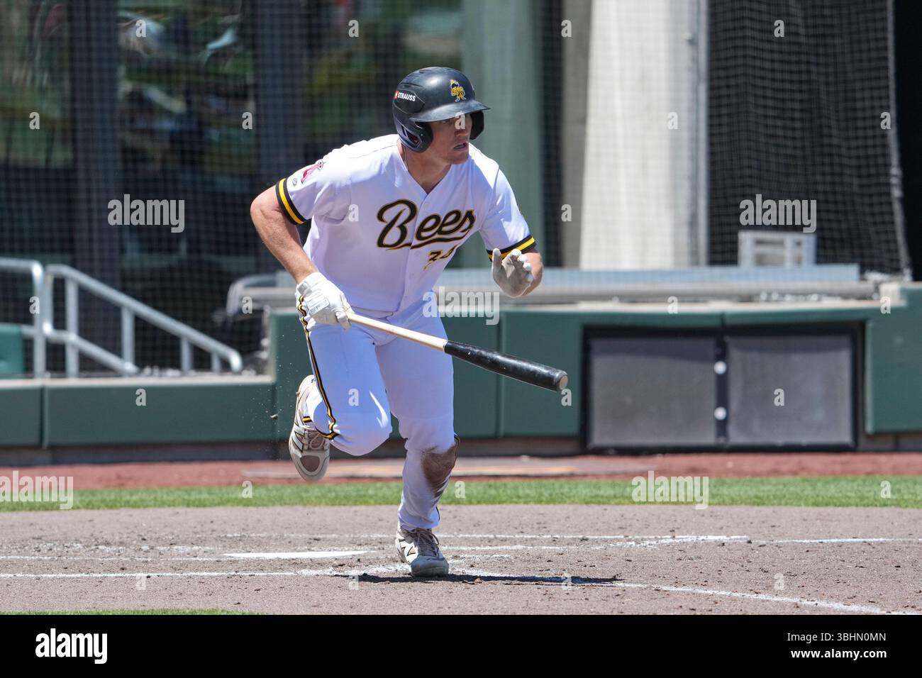 June 9 2025: Salt Lake left fielder Tucker Flint (34) gets a hit during ...