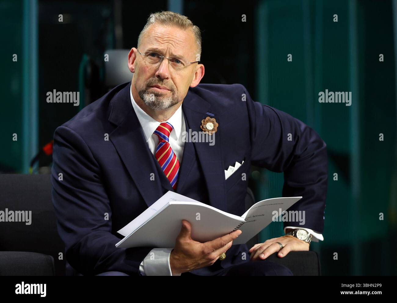 Southern Baptist Convention President Clint Pressley listens to ...