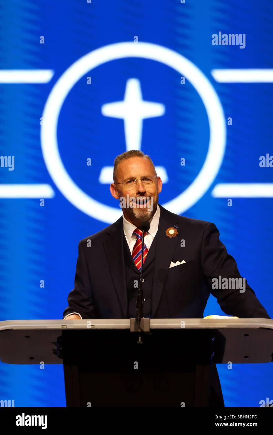Southern Baptist Convention President Clint Pressley gives the President's Address during the ...