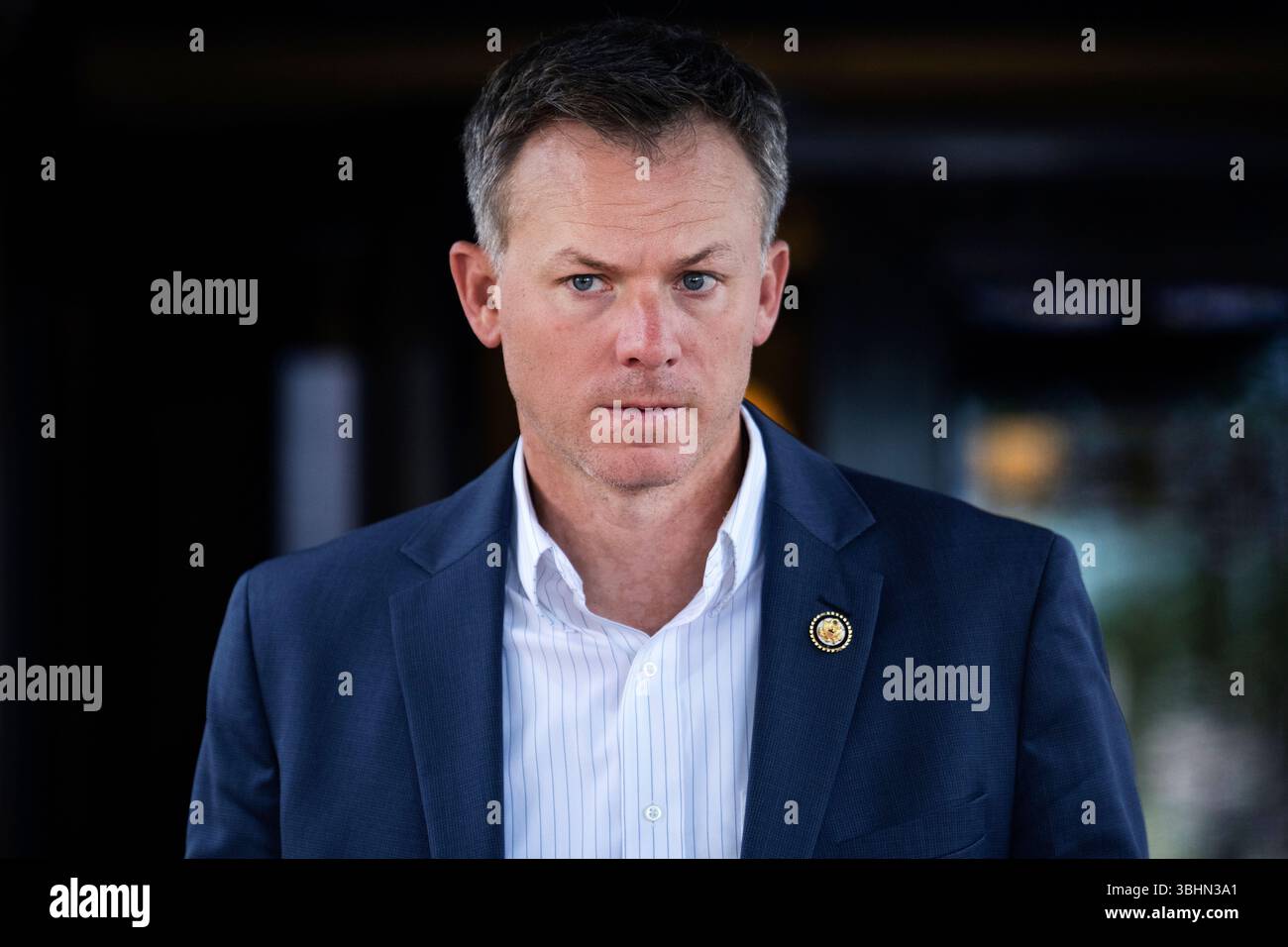 UNITED STATES - JUNE 10: Rep. Blake Moore, R-Utah, leaves a meeting of ...