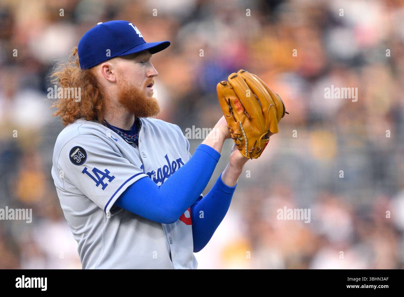 Los Angeles Dodgers starting pitcher Dustin May works against a San ...