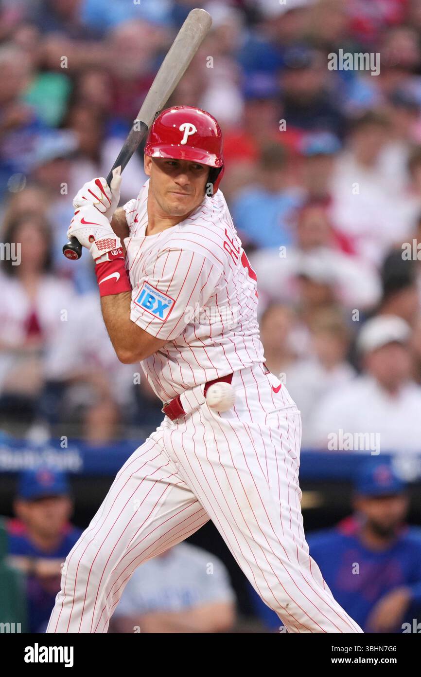 Philadelphia Phillies' J.T. Realmuto is hit by a pitch from Chicago ...