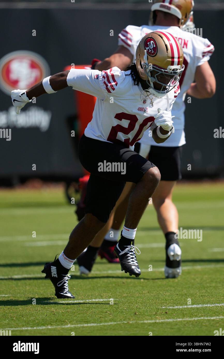 San Francisco 49ers cornerback Upton Stout (20) during practice at NFL ...