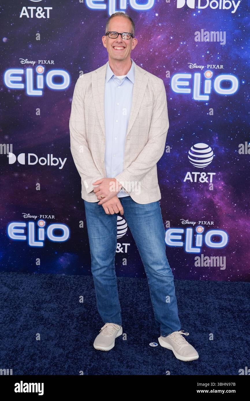Pete Docter arrives at the premiere of "Elio" on Tuesday, June 10, 2025 ...