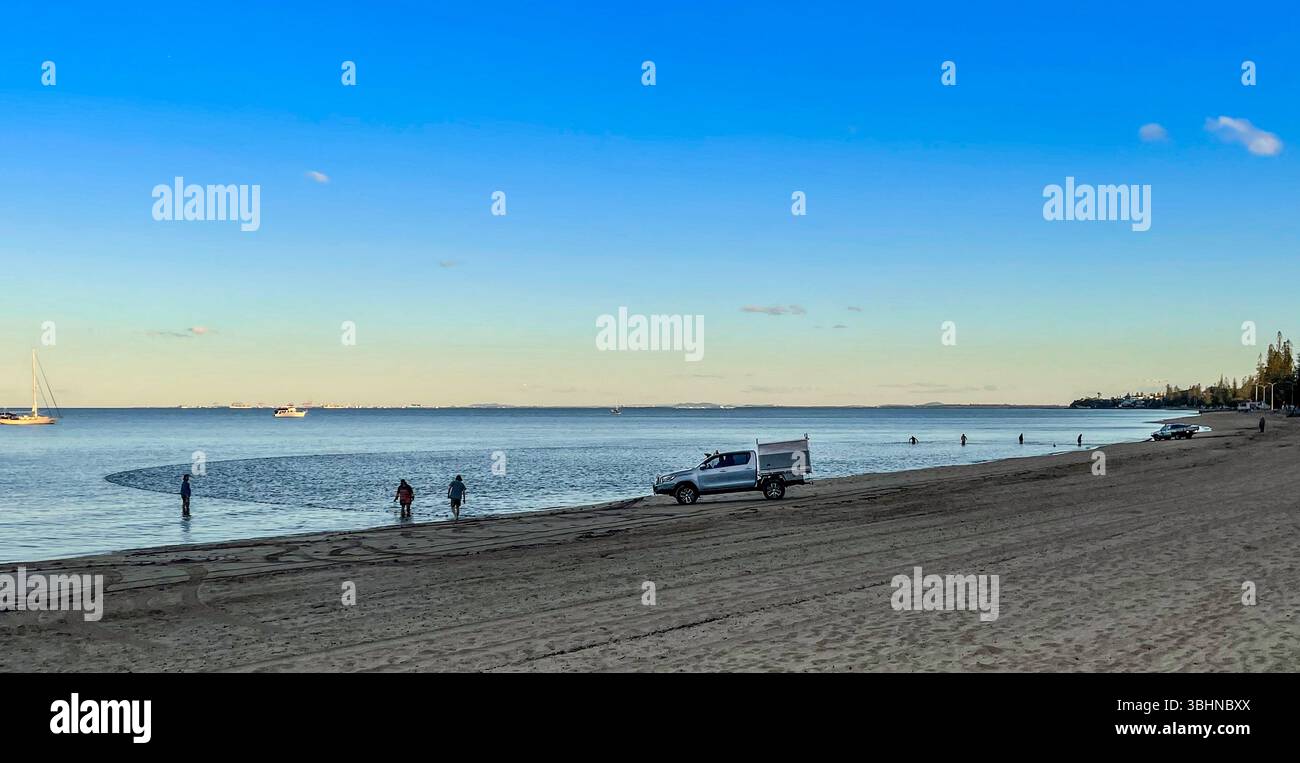 Fishing winter mullet in Sutton Beach, Redcliffe, Moreton Bay ...