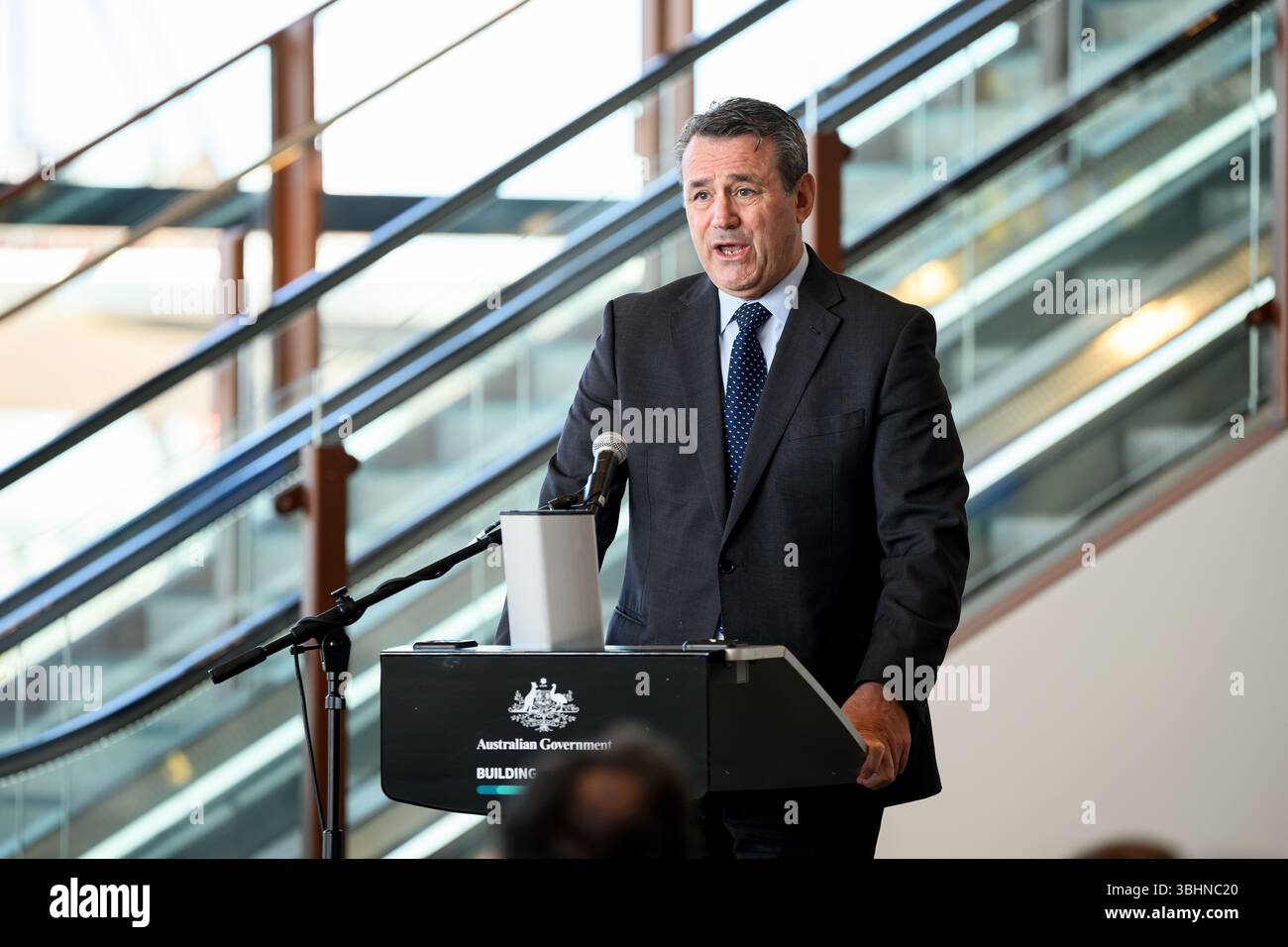NSW Minister for Jobs and Tourism Stephen Kamper addresses attendees ...