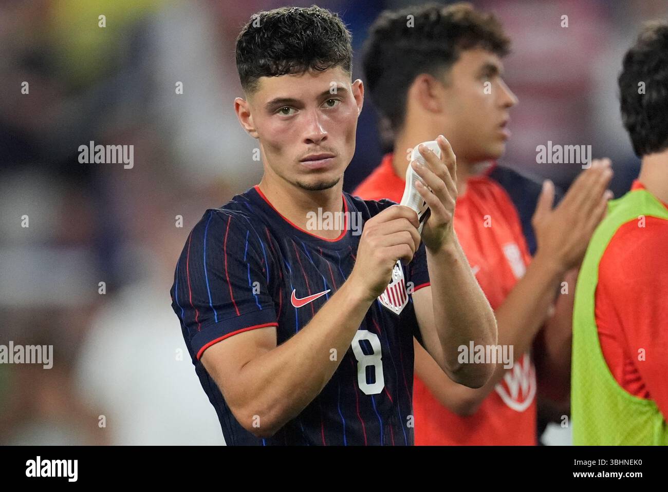 United States defender Sebastian Berhalter (8) applauds the crowd after ...
