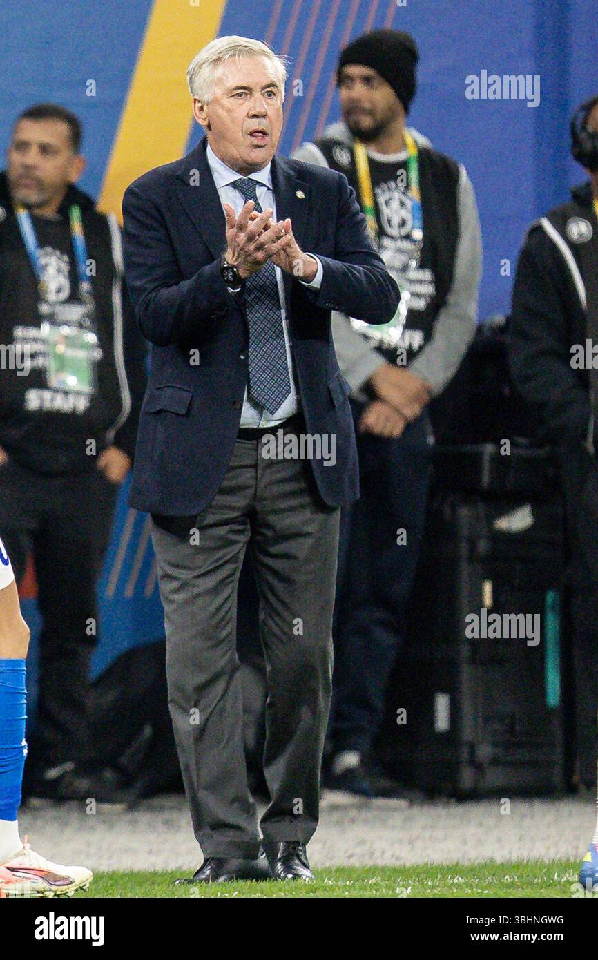 NEO QUÍMICA ARENA SAO PAULO, BRAZIL - JUNE 10: Brazil Head COach Carlo Ancelotti during the FIFA ...