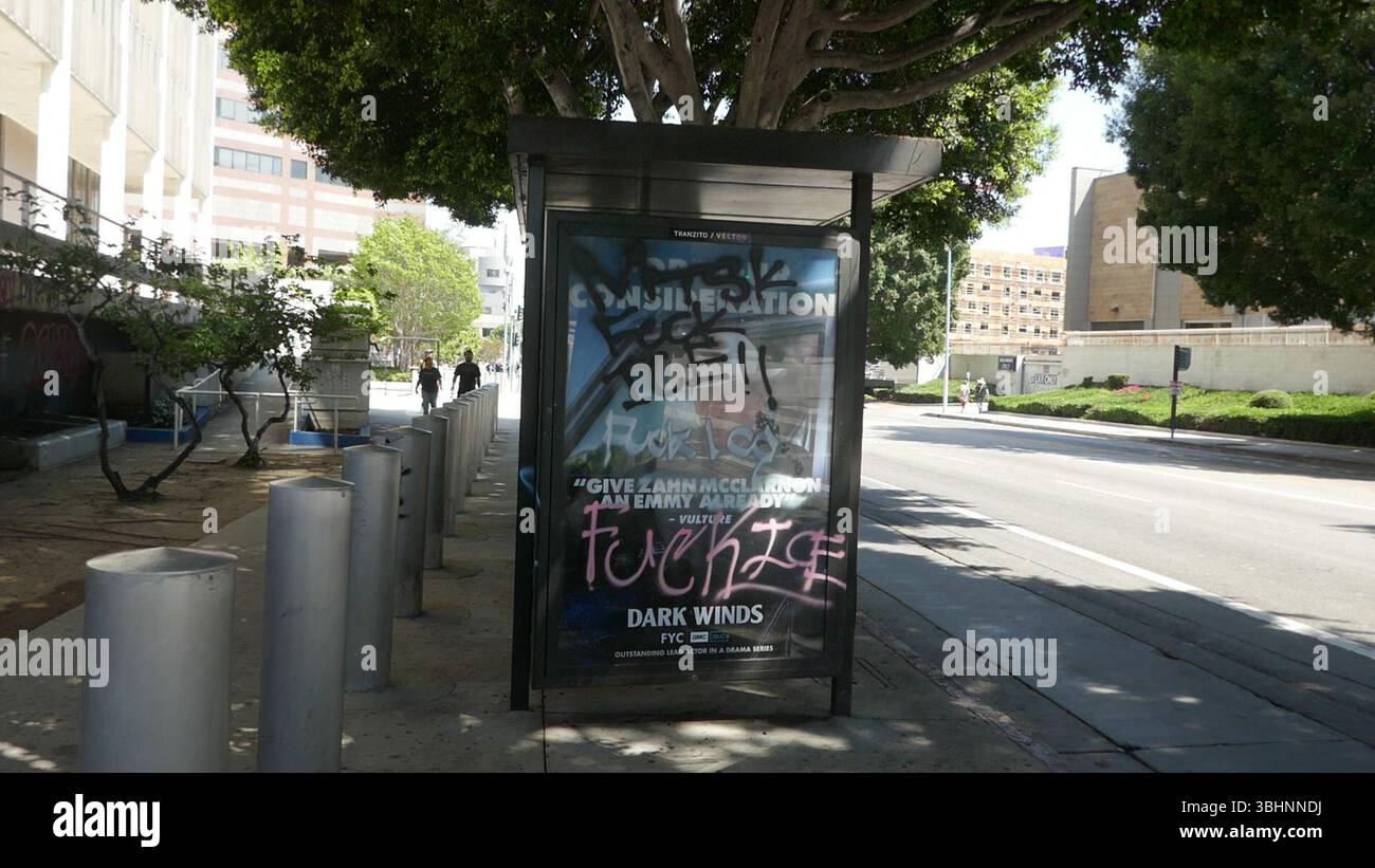 Los Angeles, California, USA 10th June 2025 Graffiti and LAPD Police ...