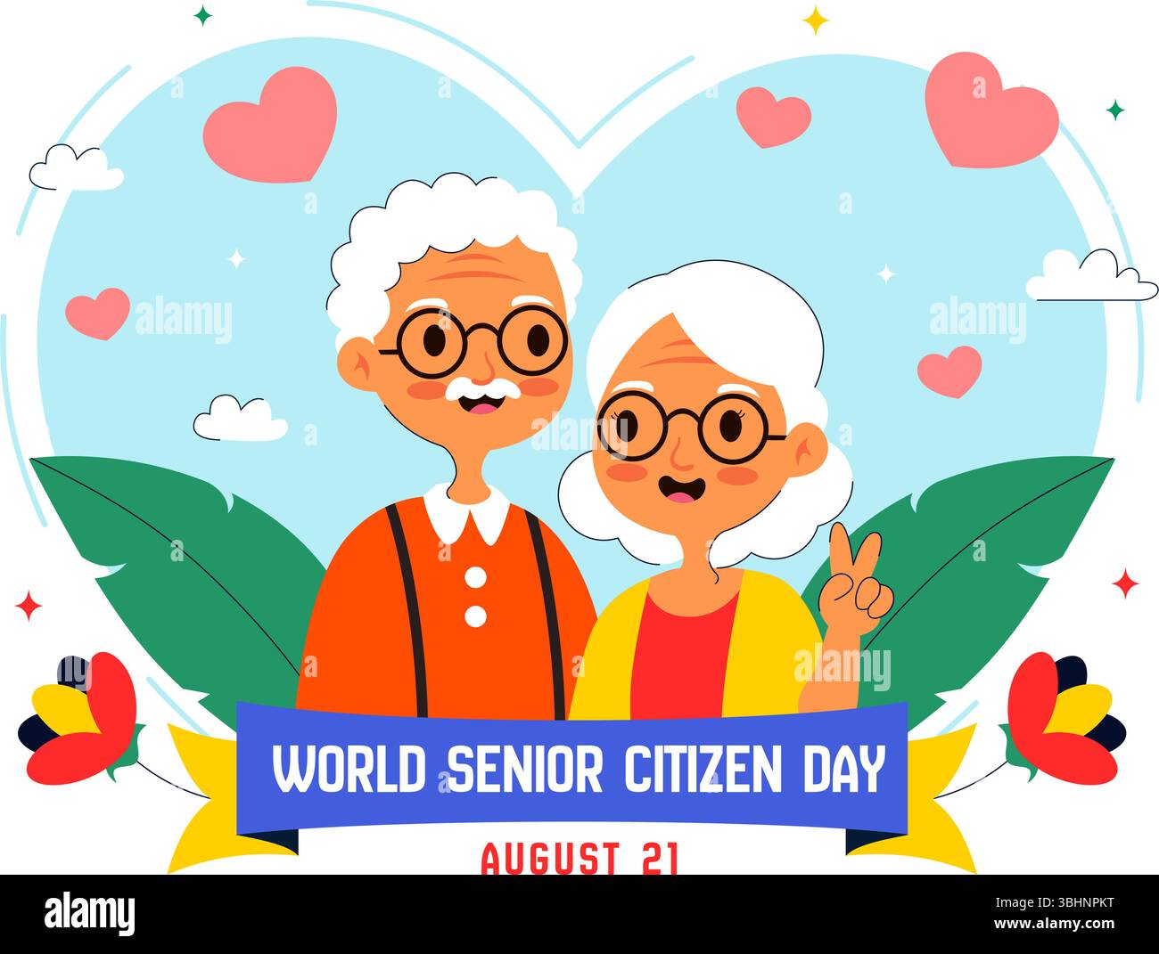 World Senior Citizen Day Vector Illustration on August 21st Celebrating ...