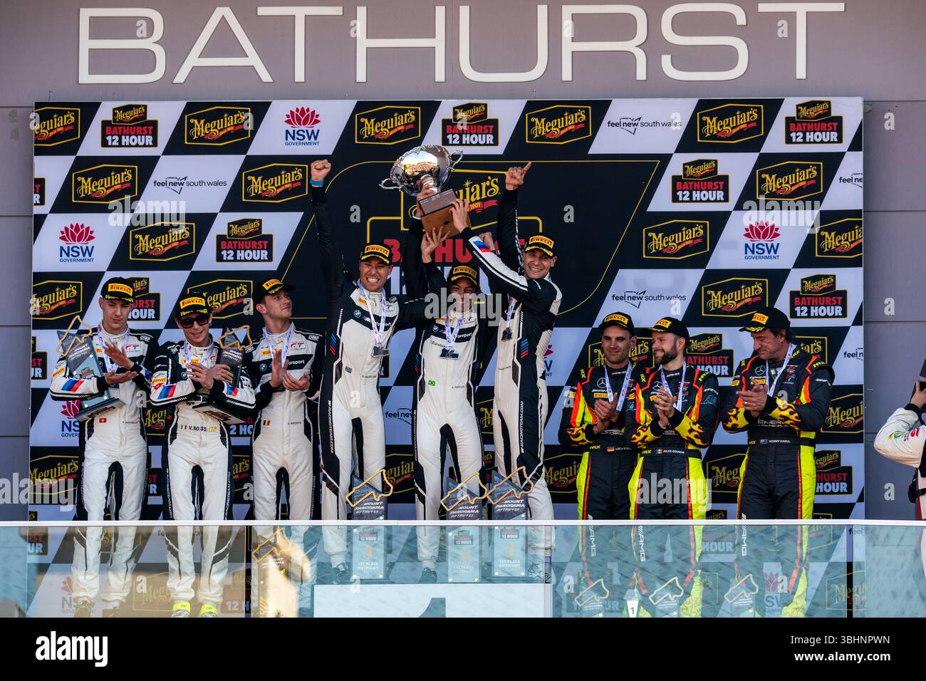 The podium for the Meguiar's Bathurst 12 Hour at Mount Panorama Motor ...