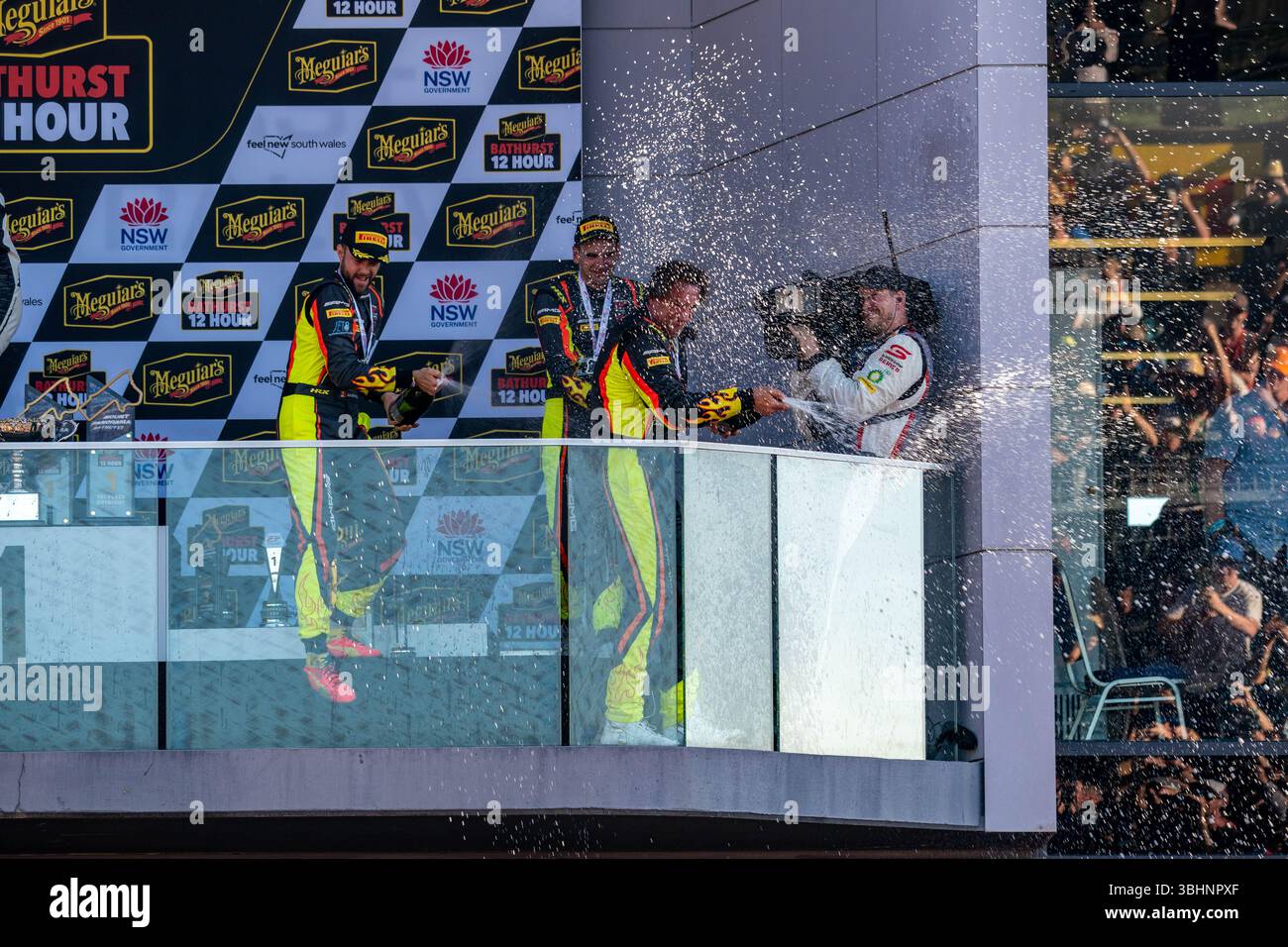 Champagne celebrations at the Meguiar's Bathurst 12 Hour at Mount Panorama Motor Racing Circuit ...