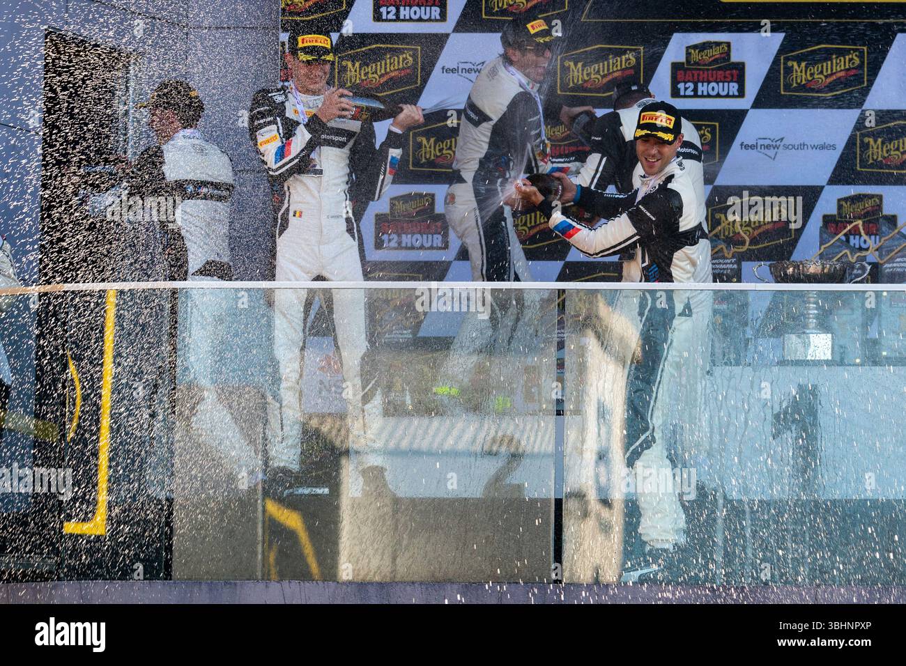 Champagne celebrations at the Meguiar's Bathurst 12 Hour at Mount Panorama Motor Racing Circuit ...
