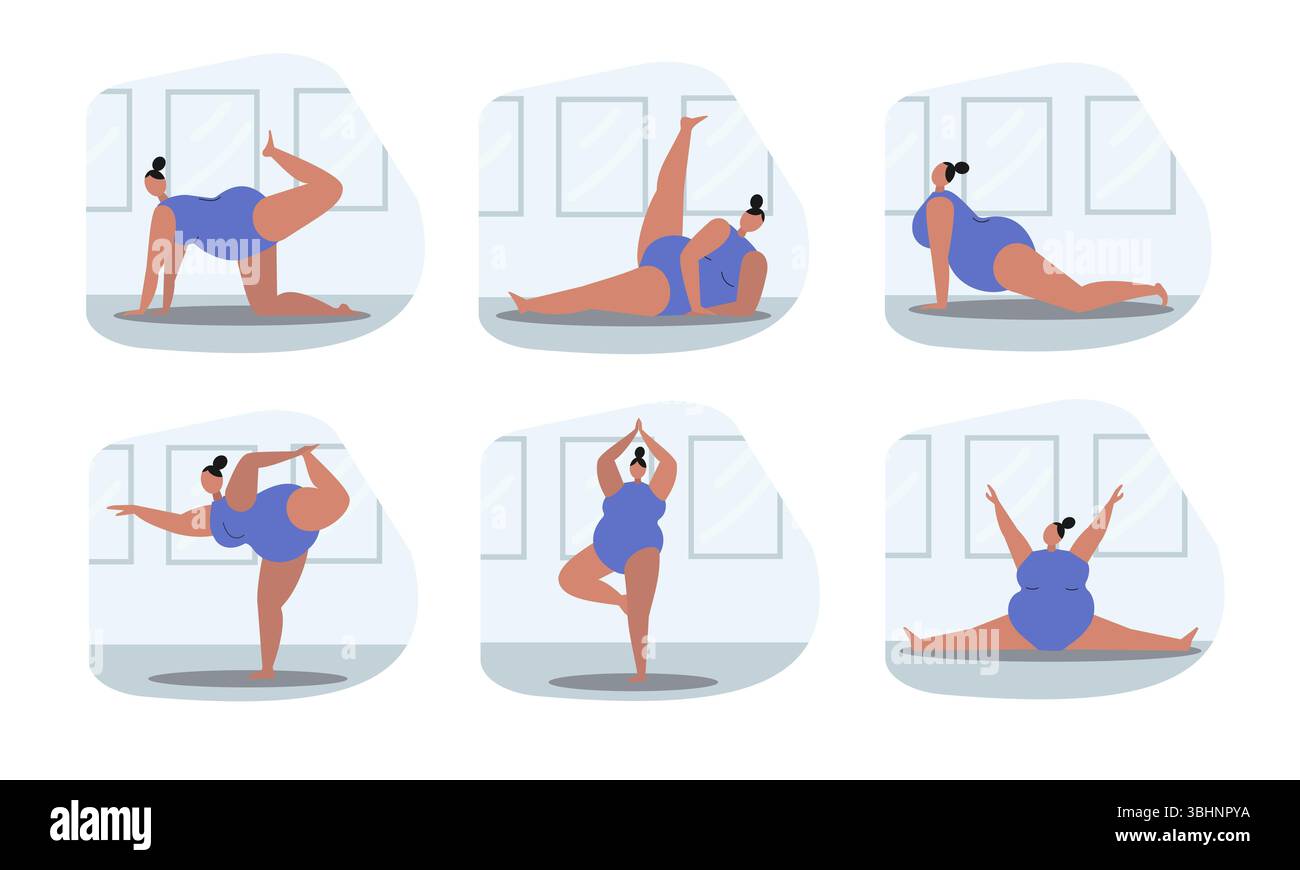 Wellness illustrated with diverse yoga poses emphasizing body ...