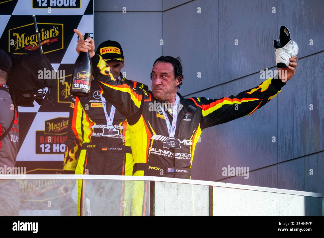 The SunEnergy1 Racing’s KENNY HABUL performing a “shoey” at the Meguiar ...