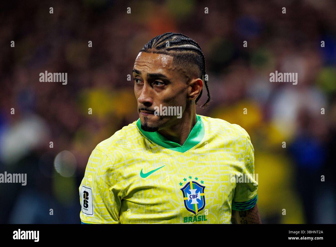 São Paulo, Brazil - June 10: Raphinha of Brazil walks in the field ...
