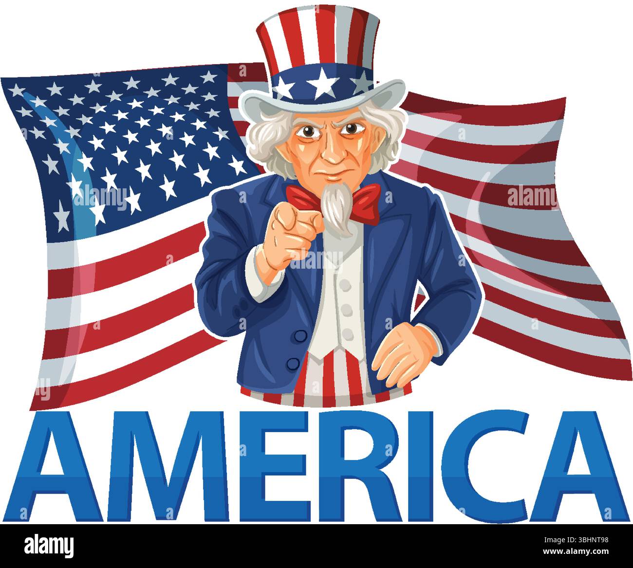 Vector illustration of Uncle Sam pointing with an American flag ...