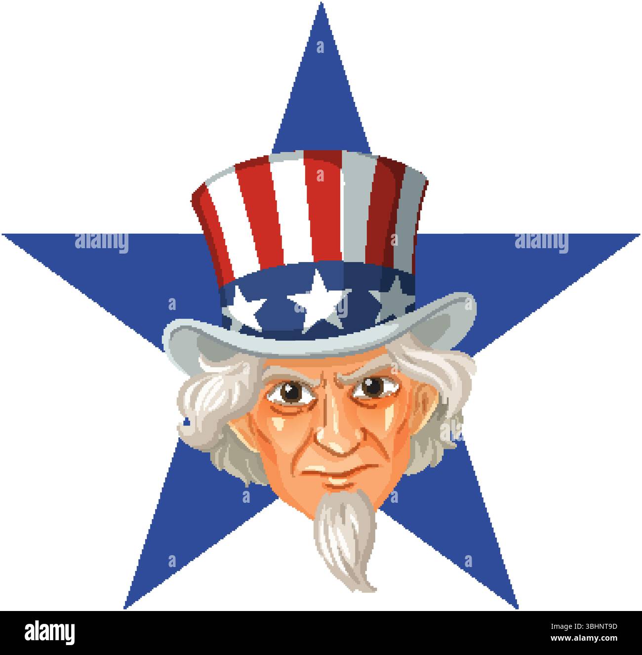 Bold vector illustration of Uncle Sam with a star background. Features ...