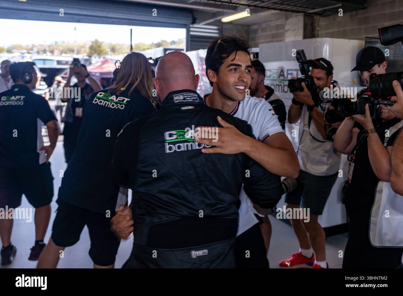 Craft Bamboo Racing celebrate winning the pole battle at Meguiar's ...