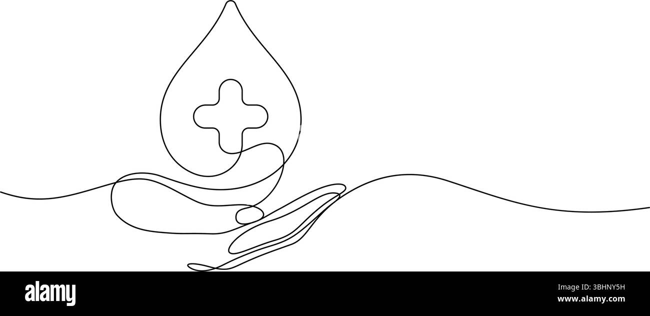 world blood donor day concept, blood donation helping hand cross sign ...