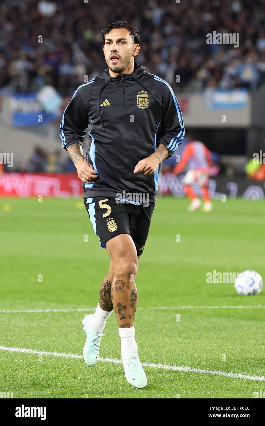 Argentinas national team midfielder Leandro Paredes looks on during the ...