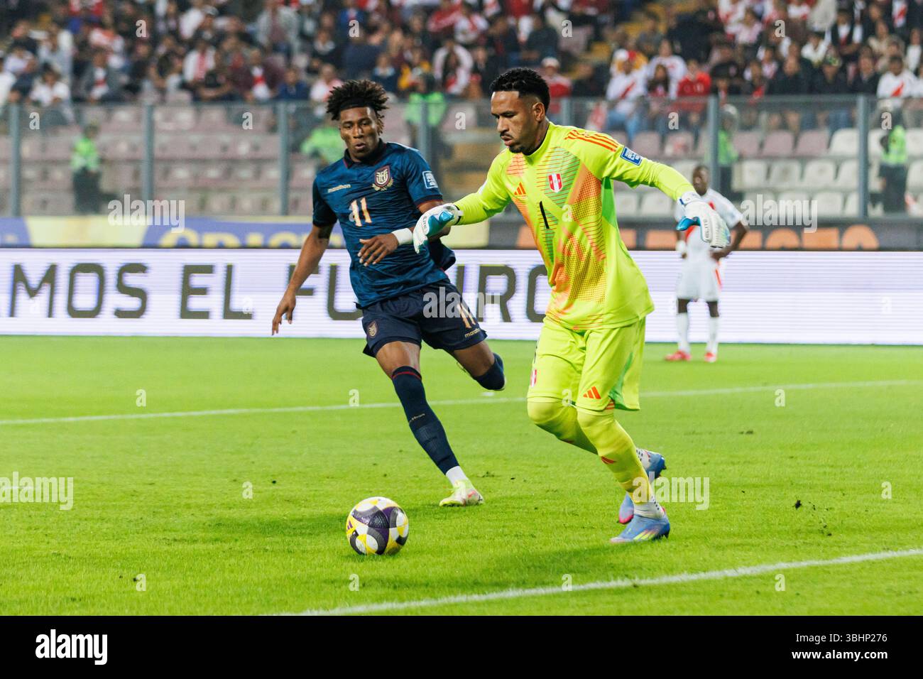 Lima, Peru - June 10: Goalkeeper Pedro Gallese of Peru attempts a kick during a FIFA World Cup ...
