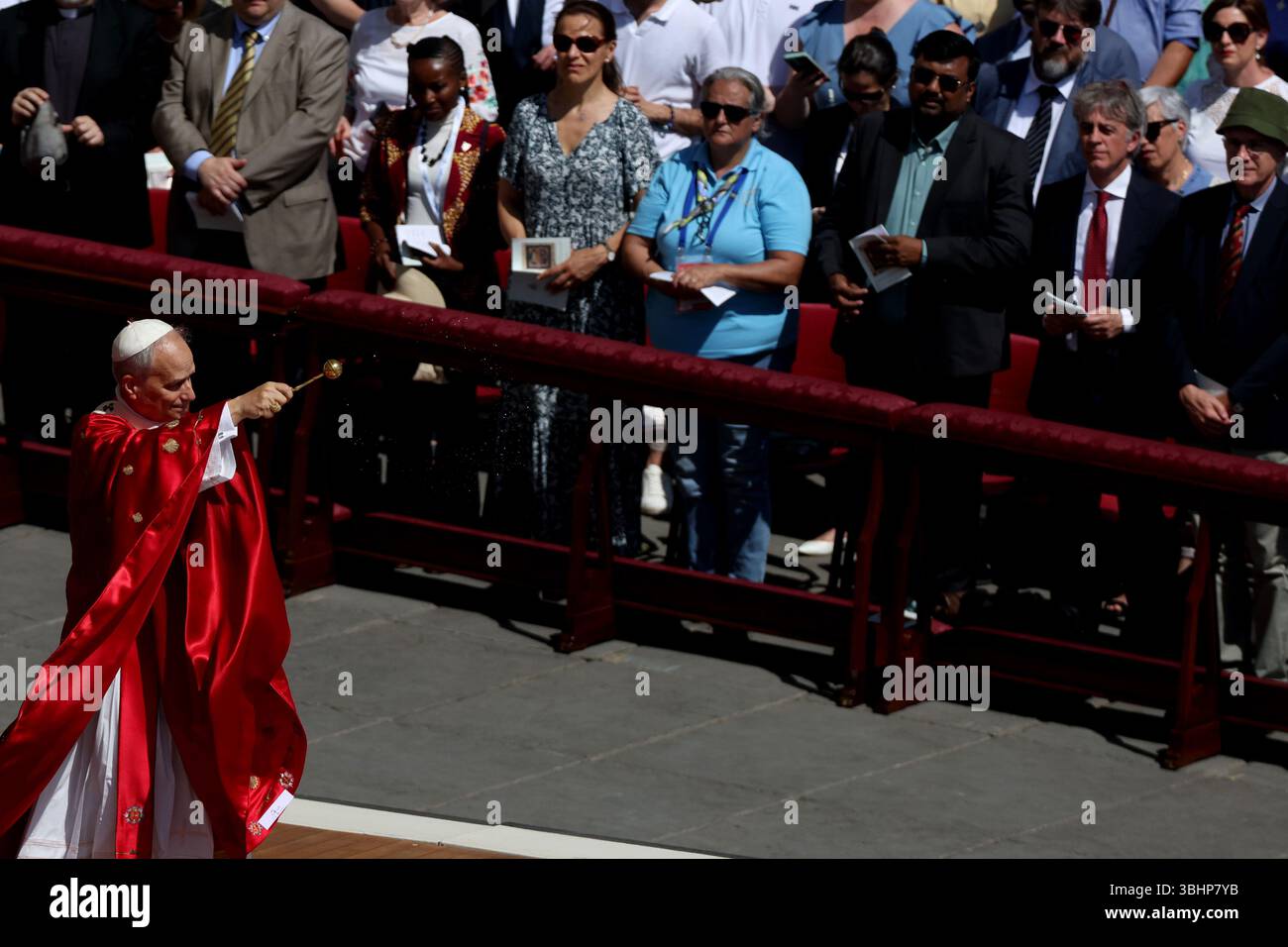 Vatican City, Italy June 8, 2025: Pope Leo XIV blesses with holy water ...