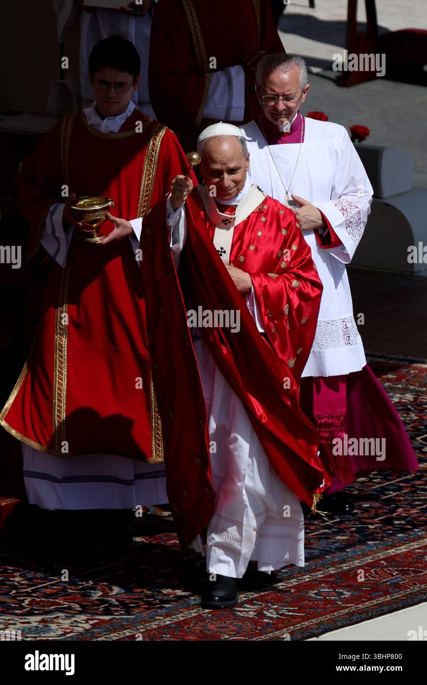 Vatican City, Italy June 8, 2025: Pope Leo XIV blesses with holy water ...