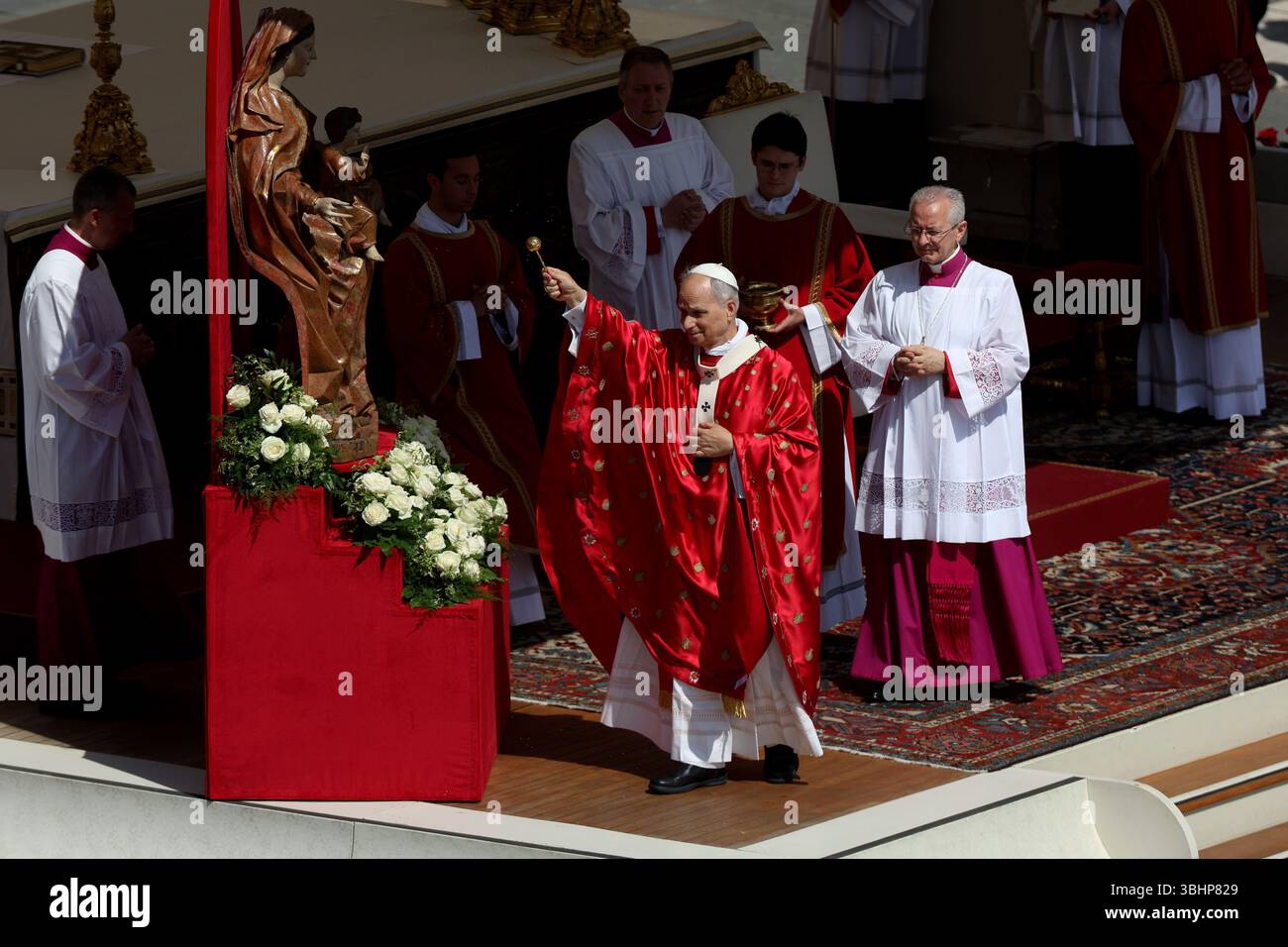 Vatican City, Italy June 8, 2025: Pope Leo XIV blesses with holy water ...