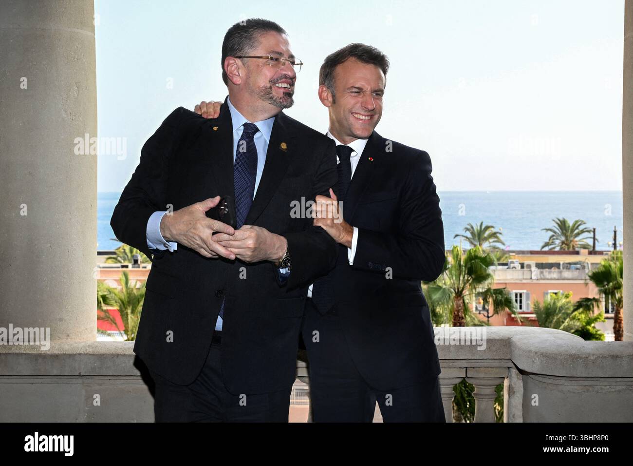 Nice, France. 10th June, 2025. President Emmanuel Macron meets Rodrigo ...