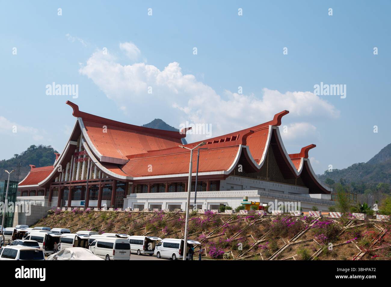 The Chinese designed mainline railway station at Ban Xieng Lom, a short ...