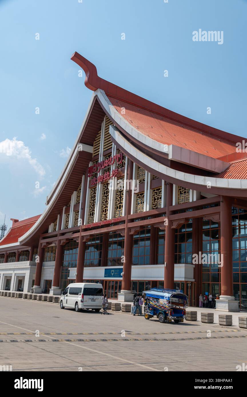 The Chinese designed mainline railway station at Ban Xieng Lom, a short ...