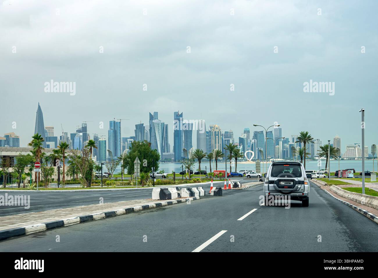 Doha, Qatar - February 12, 2023: Doha Skyline view from Corniche road ...