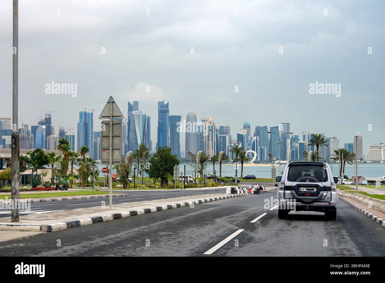 Doha, Qatar - February 12, 2023: Doha Skyline view from Corniche road ...