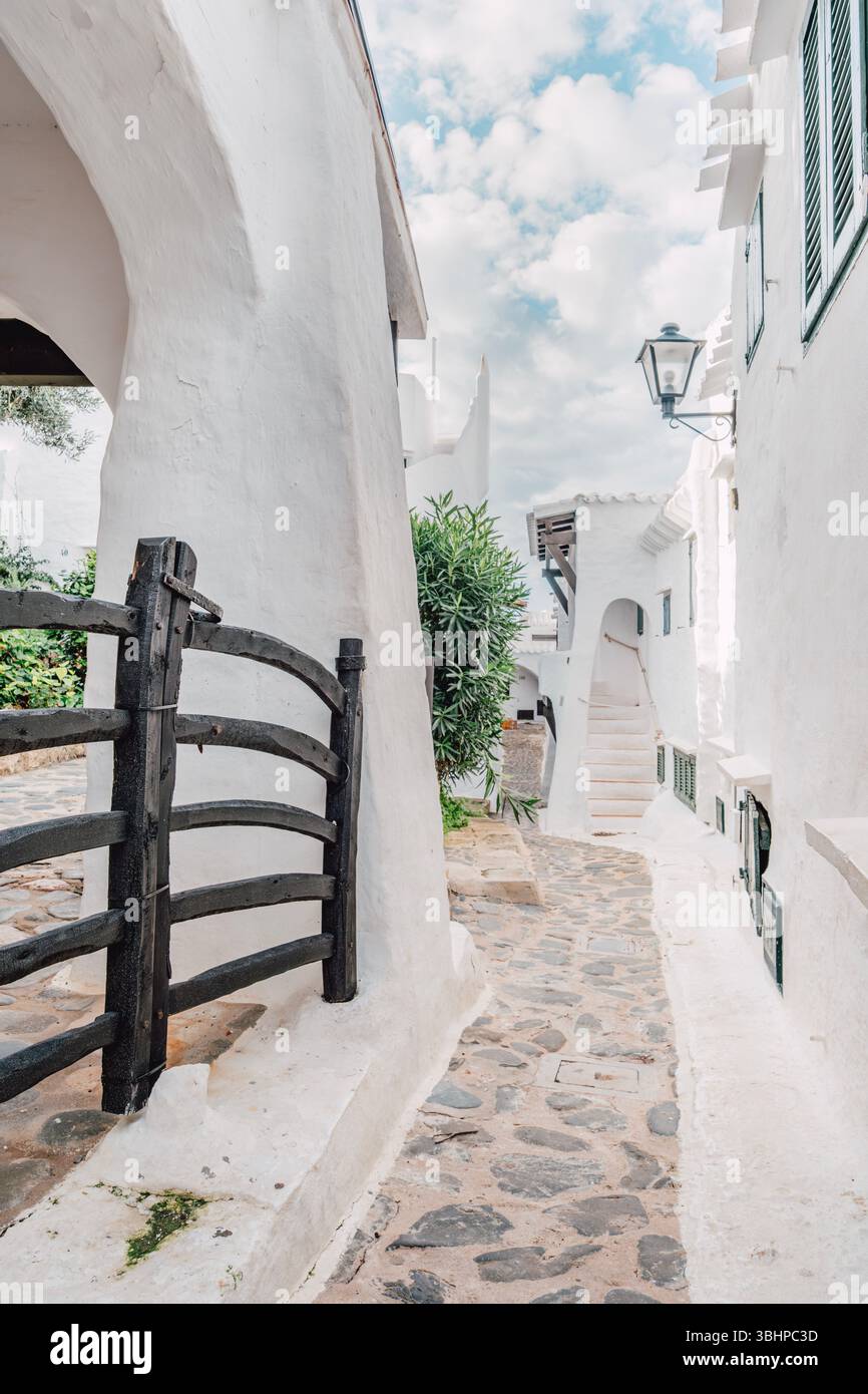 Picturesque Whitewashed Alley In Binibeca Vell With Traditional ...