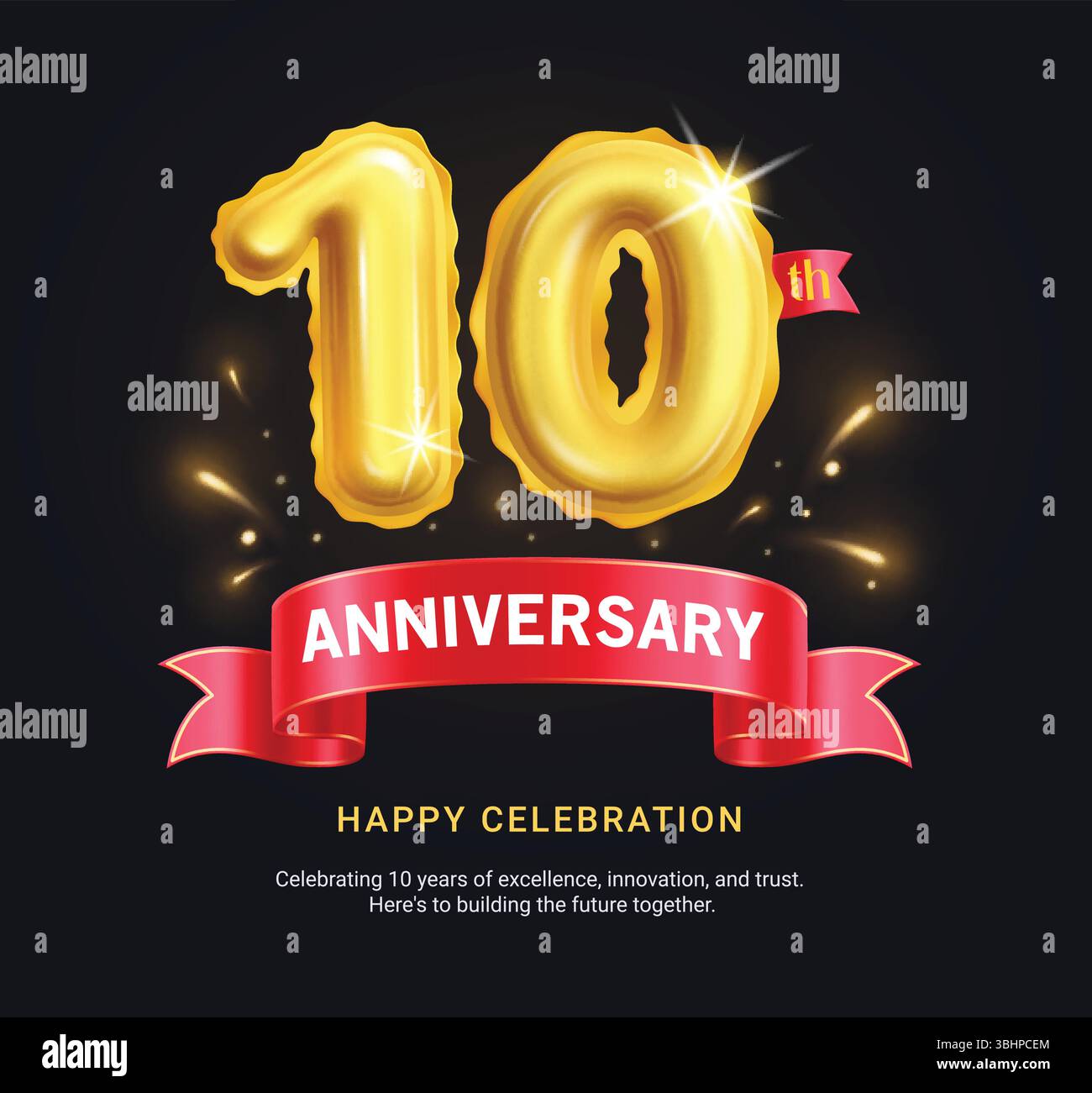 10th years anniversary clipart design. Happy anniversary invitation ...