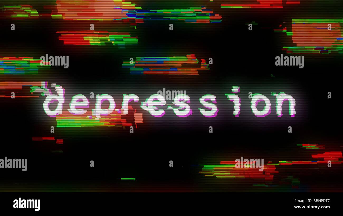 Depression and mental health crisis text typing on display screen ...